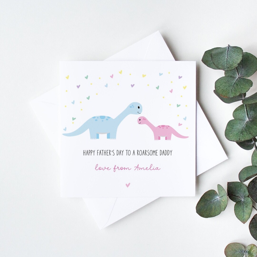 Personalised Fathers Day Card, Dinosaur Father's Day Cards, to Daddy ...