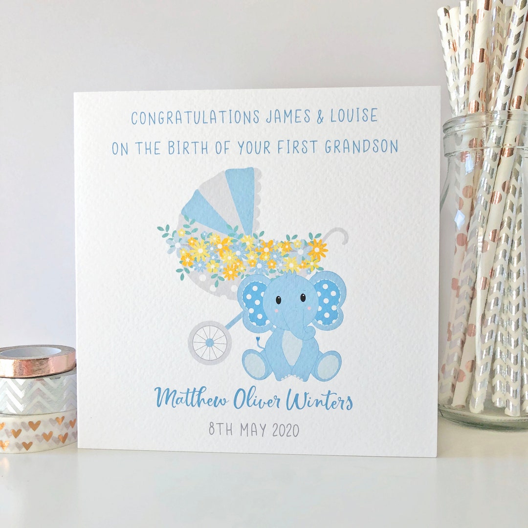 Personalised Congratulations on Birth of 1st First Grandson Card New ...