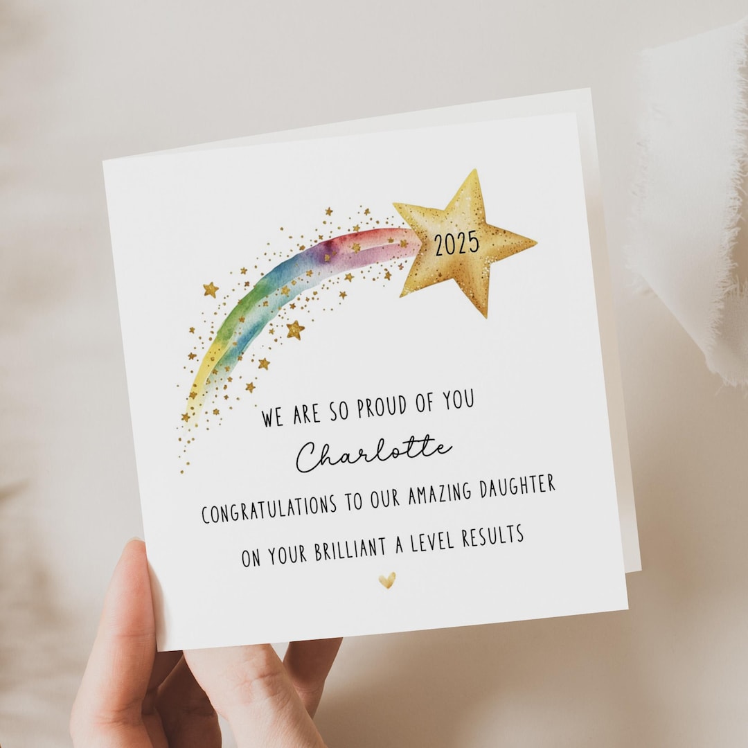 Personalised A Level Results Card, Congratulations to Daughter, Son ...
