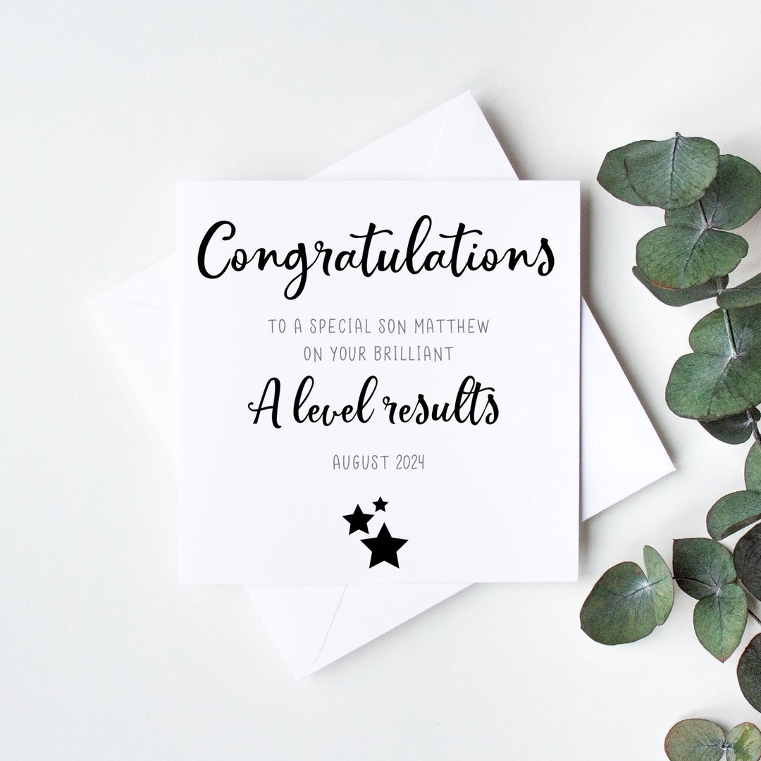 Personalised Congratulations on Your A Level Results Card, for Passing ...
