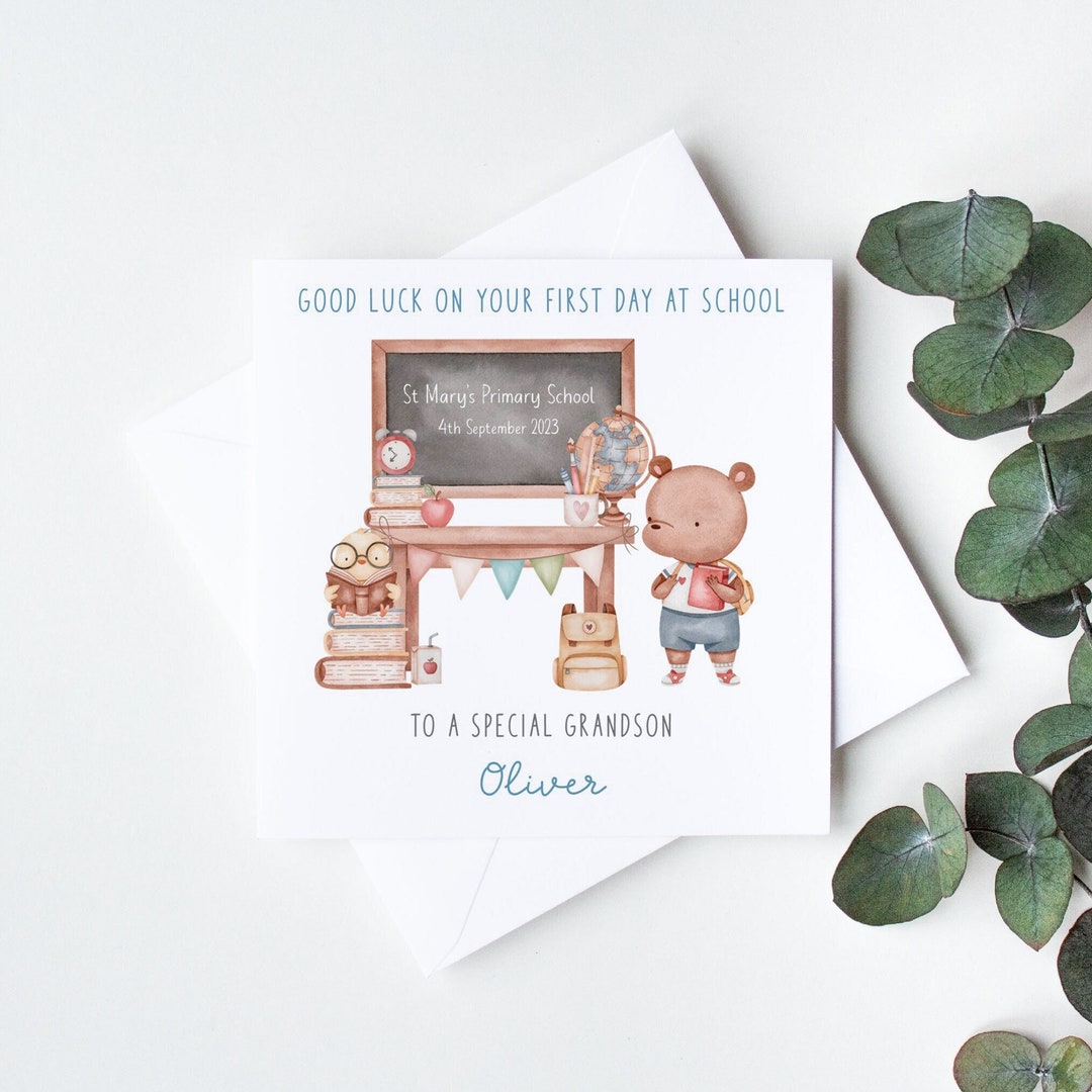 Personalised First Day at School Card Good Luck Cards 1st - Etsy