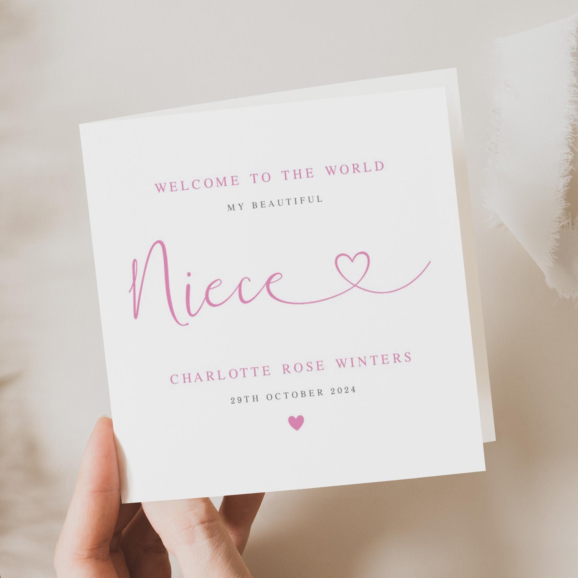 Personalised New Baby Girl Card, Welcome to the World to Beautiful ...