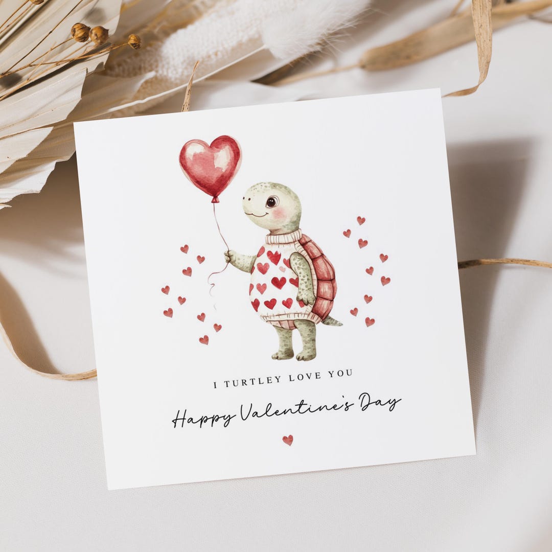 Valentine's Day Card, I Turtley Love You Valentines Card for Boyfriend ...