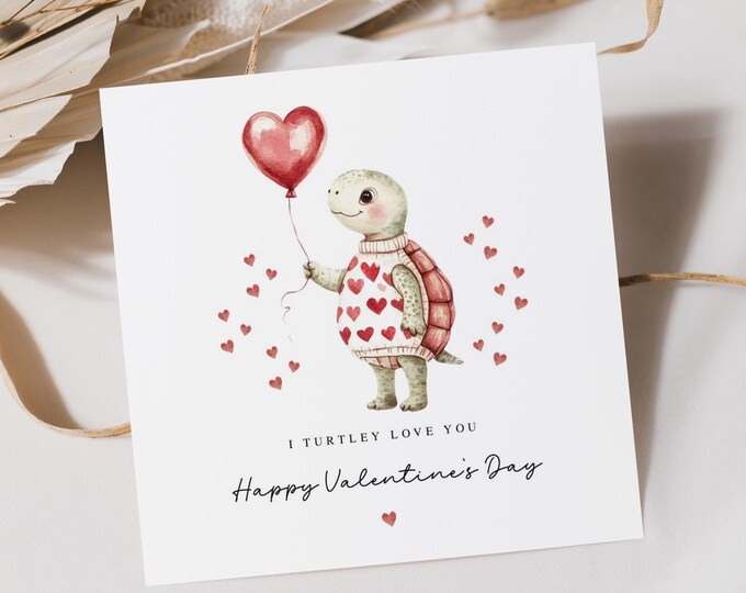 Funny Turtle Valentine's Day Card, Cute Turtle Pun Love Card, Turtley ...