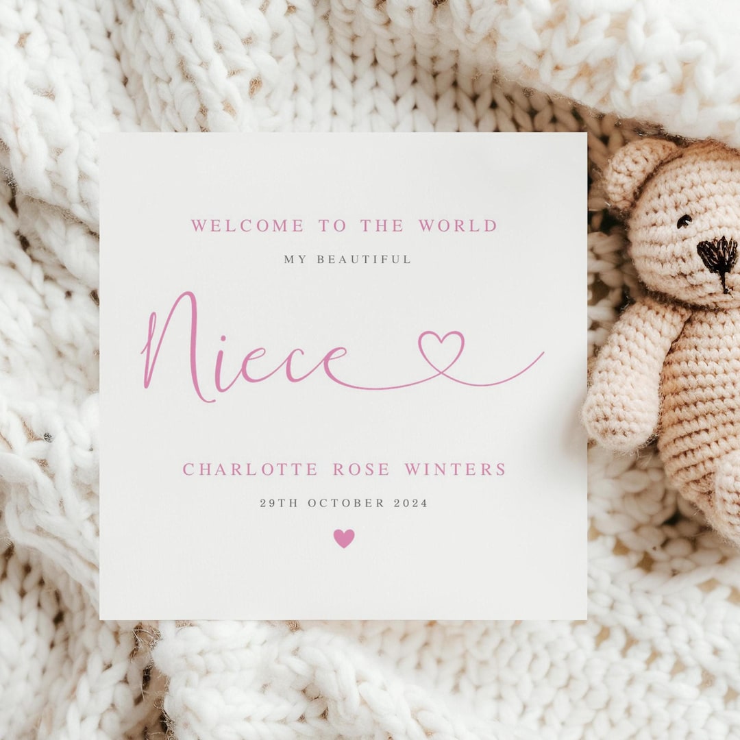 Personalised New Baby Girl Card, Welcome to the World to Beautiful ...