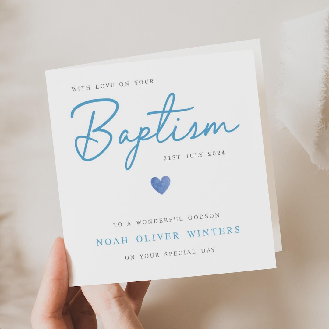 Personalised Baptism Card to Godson, Son, Grandson, Nephew, Great ...