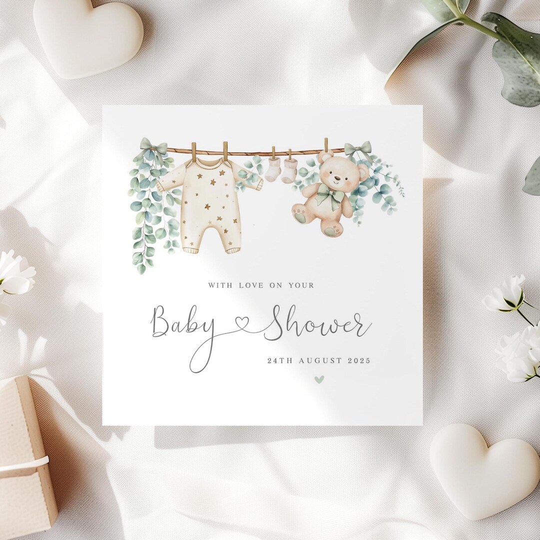 Baby Shower Card, Personalised Neutral Baby Shower Card, Mummy to Be ...