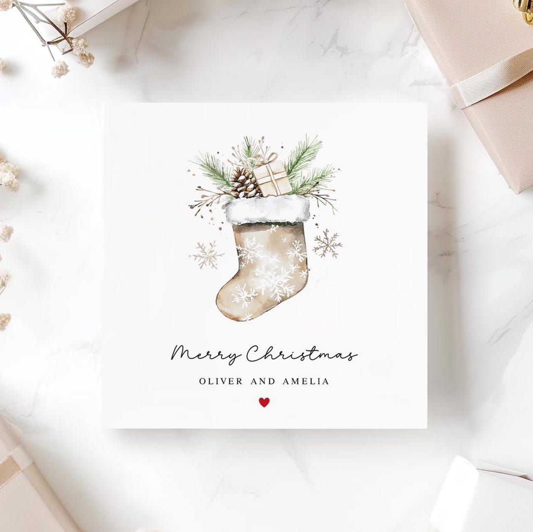 Personalised Christmas Card With Christmas Stocking, to Friends, Family ...