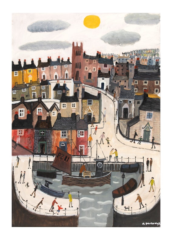 Cornish Harbour.high Gloss Artists Poster/print From an | Etsy