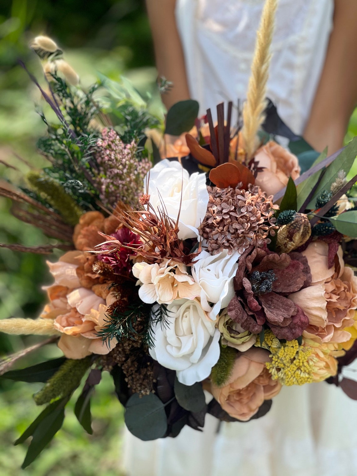 Terracotta beige preserved bouquet Artificial bridal bouquet | Etsy