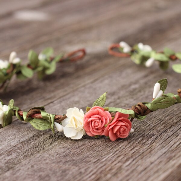 Coral Flower Crown - Etsy
