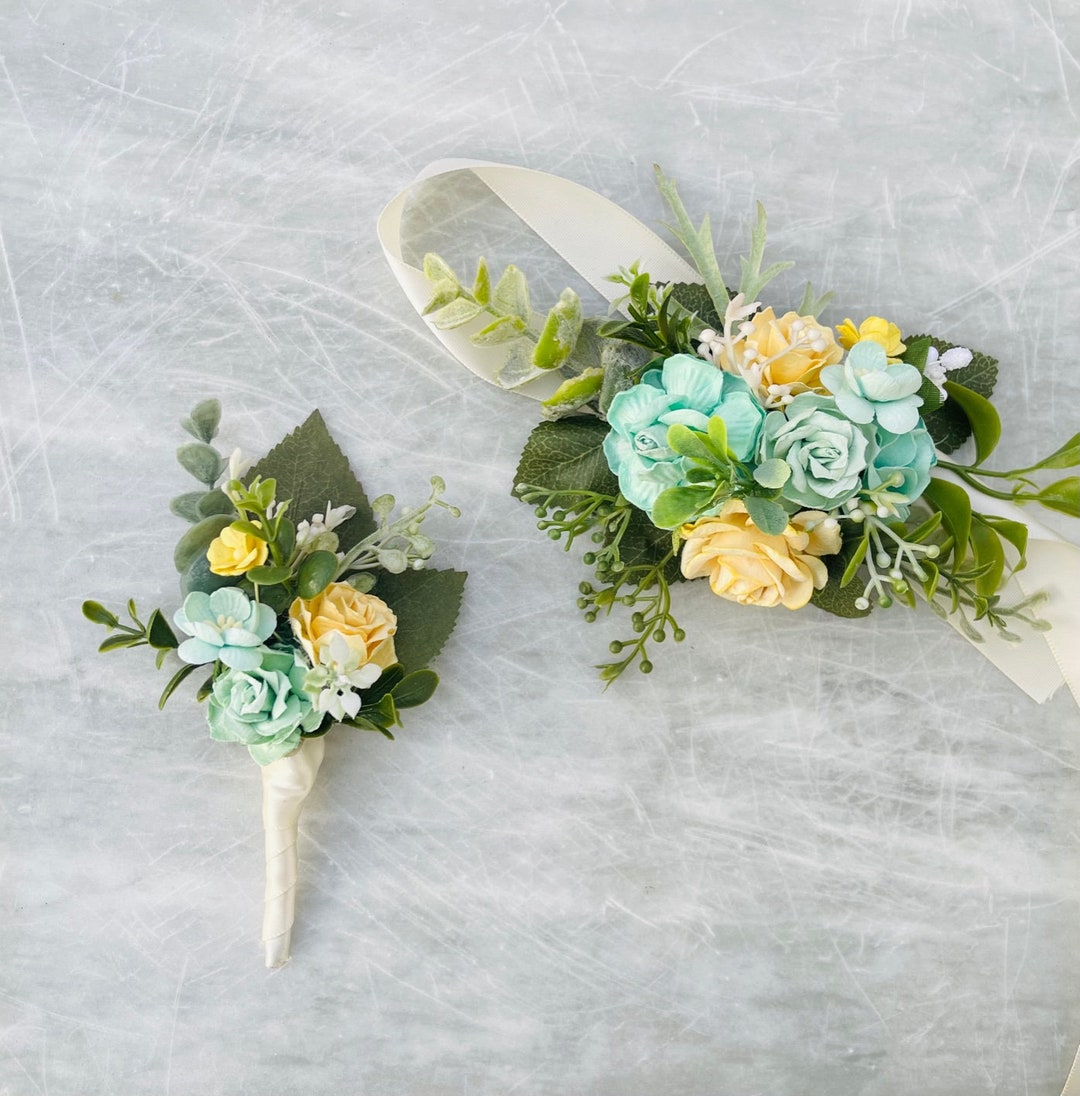 Mint Green Yellow Prom Corsage - Etsy