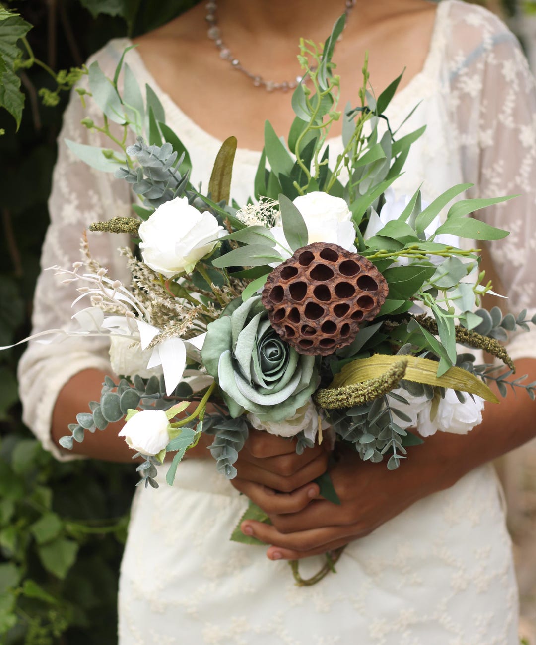 Boho Summer Wedding Bouquet White Sage Flowers Small Bouquet - Etsy