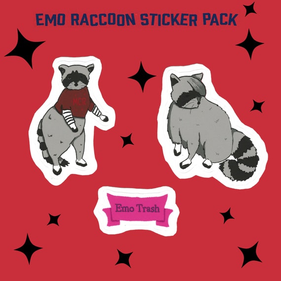 Emo Raccoon Sticker Pack - Etsy