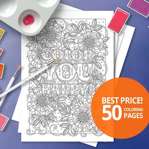 50(!) Coloring Pages for Adult and Kids, Instant Download, Printable ...