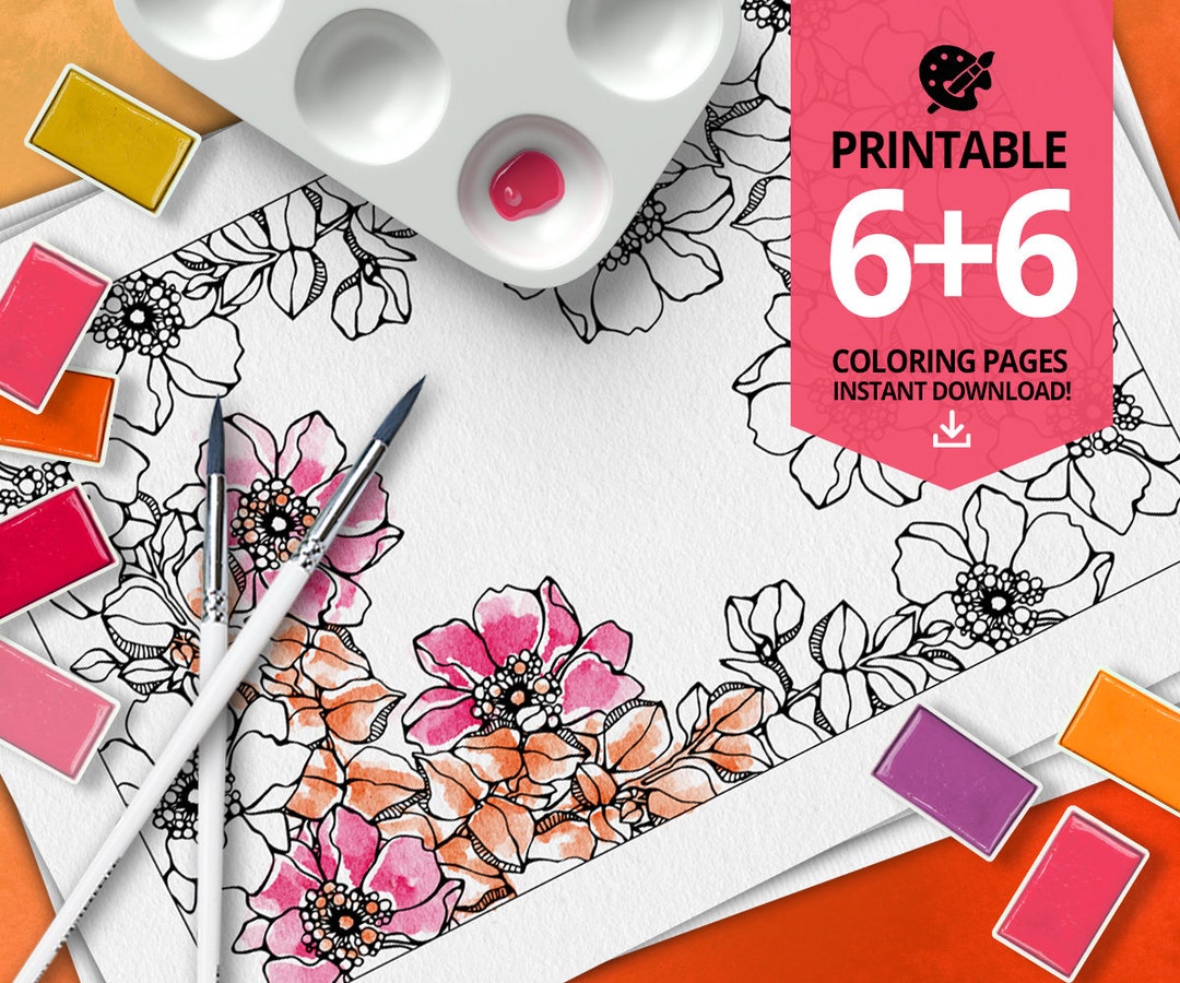6+6 Beautiful Art Coloring Pages With Light and Dark Background ...