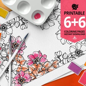 6+6 Beautiful Art Coloring Pages With Light and Dark Background ...