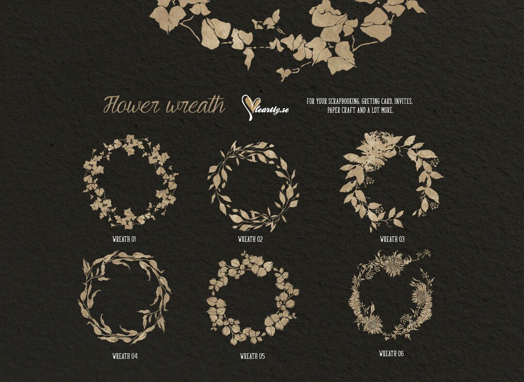 Gold Wreath Clipart Pattern With Transparent Background. Great for ...