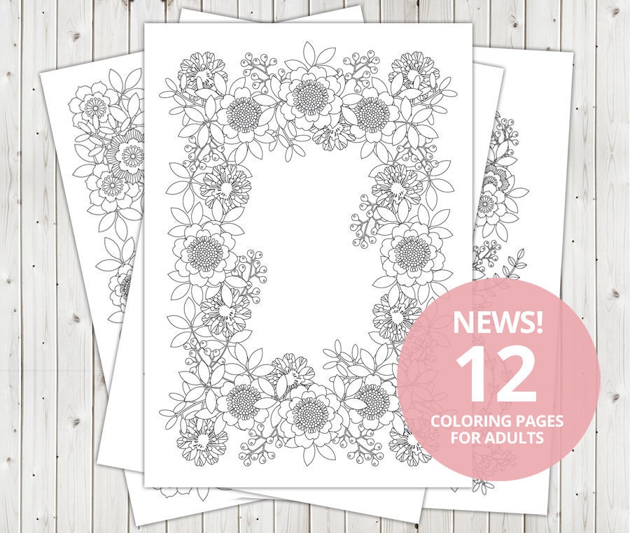12 Adult Coloring Pages for Adult , Digital Coloring Pages, Colouring ...