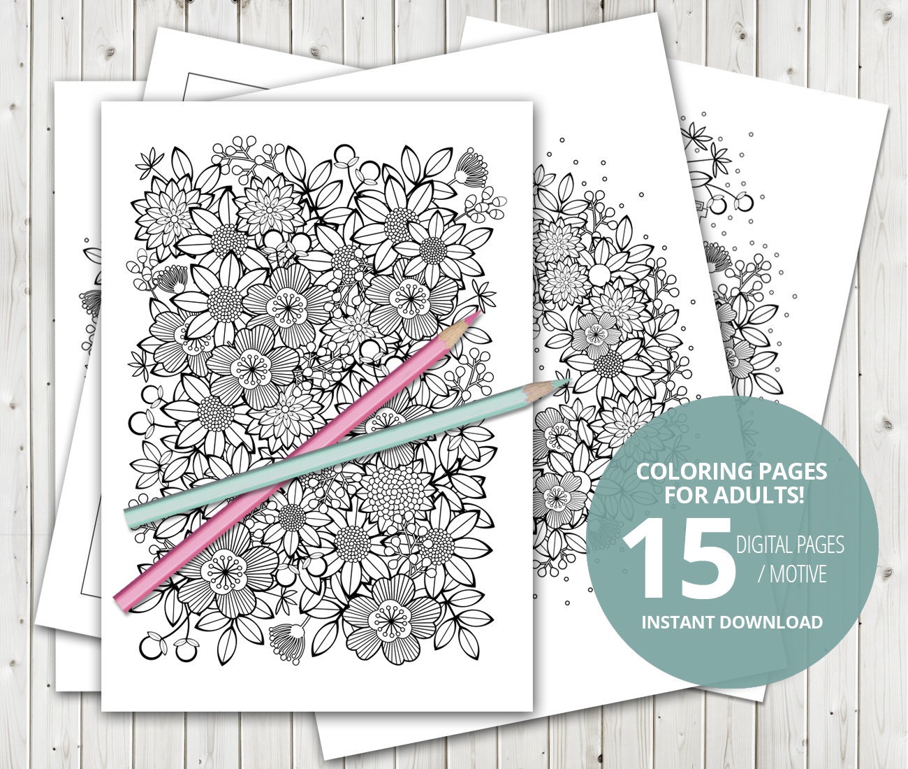15 Adult Coloring Pages Digital Coloring Pages for Adult - Etsy
