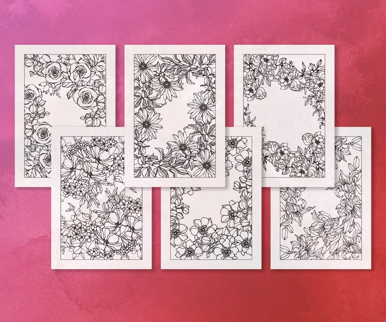 6+6 Beautiful Art Coloring Pages With Light and Dark Background ...