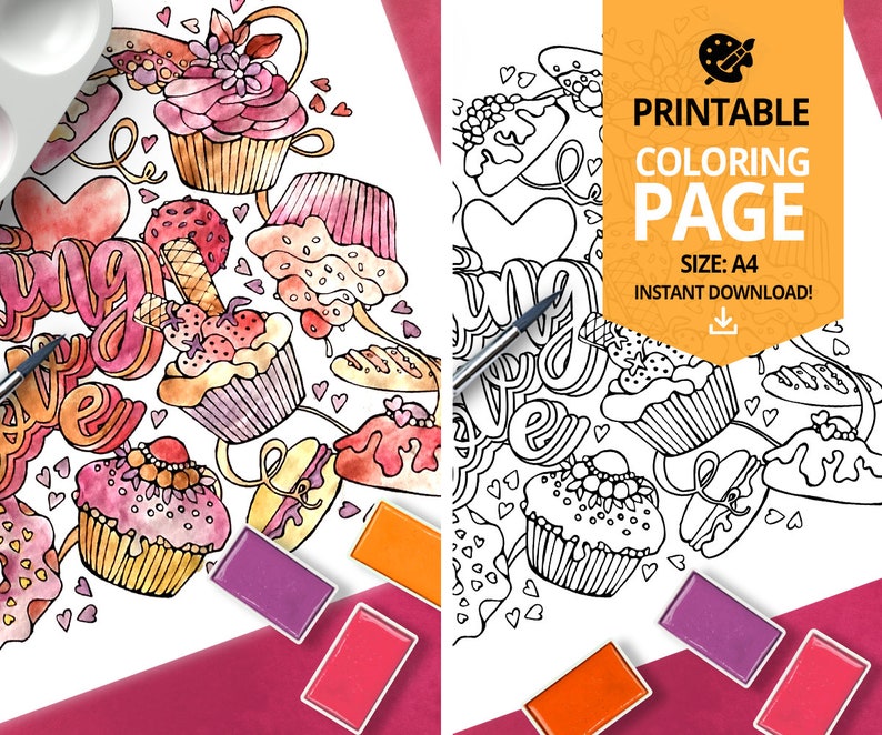 2 Fun Printable Coloring Page Size: A4 Instant Download, Printable ...