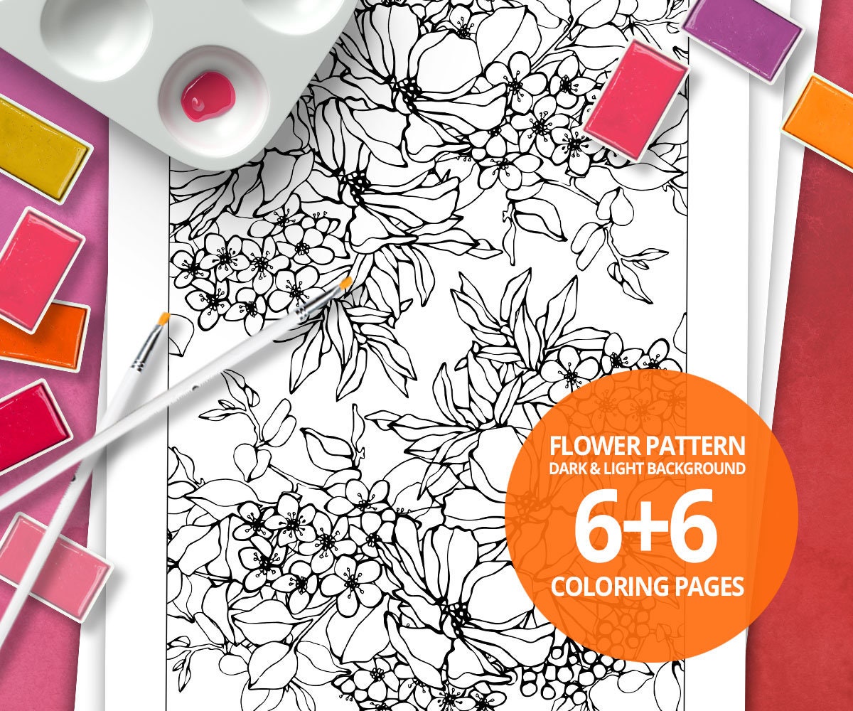 6+6 Beautiful Art Coloring Pages With Light and Dark Background ...