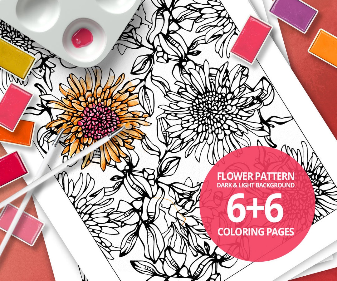 6+6 Beautiful Art Coloring Pages With Light and Dark Background ...