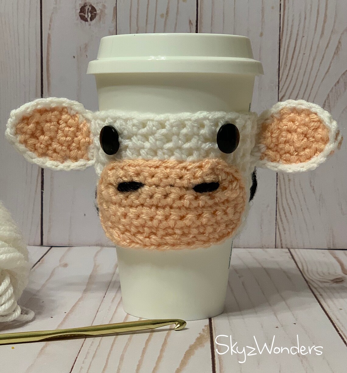 Crochet Cow Cup Cozy Cup Cozy Cow Crochet Coffee Sleeve - Etsy
