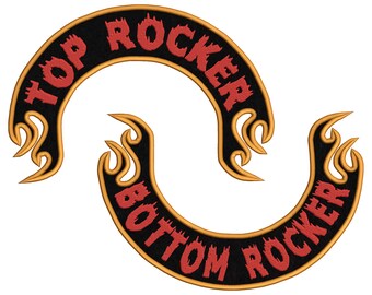 Double Flame Bottom Top Rocker Embroidered Patch Custom | Etsy