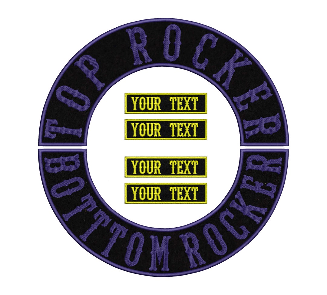 Custom Embroidered Motorcycle Patch: Top Bottom Rocker + 2 Free ...