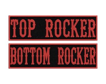 REFLECTIVE Top or Bottom Rocker, Embroidered Patch, Custom Embroidered ...