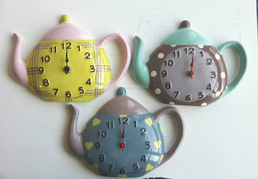 Ceramic Wall Clock "tea Pot" / Country Style Clock, Various Colours ...