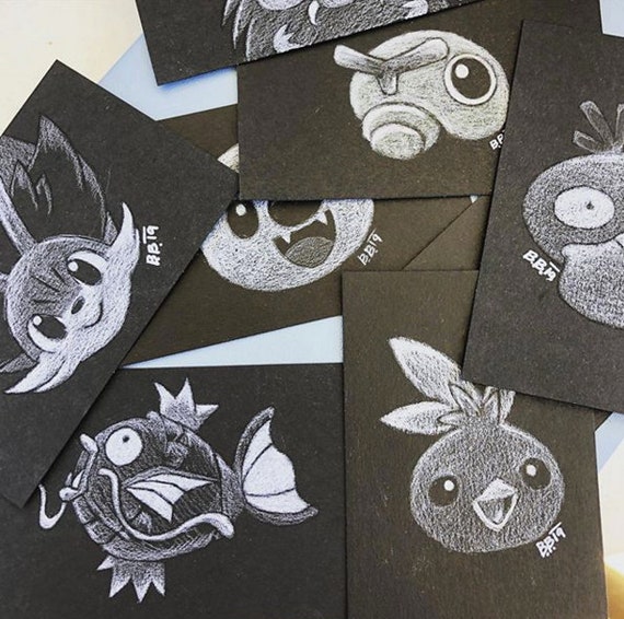 Black and White Pencil Art Cards - Etsy