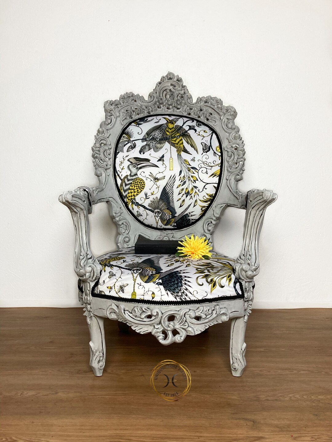 Vintage Queen Anne Throne Chair Hand Carved Boudoir Chair - Etsy