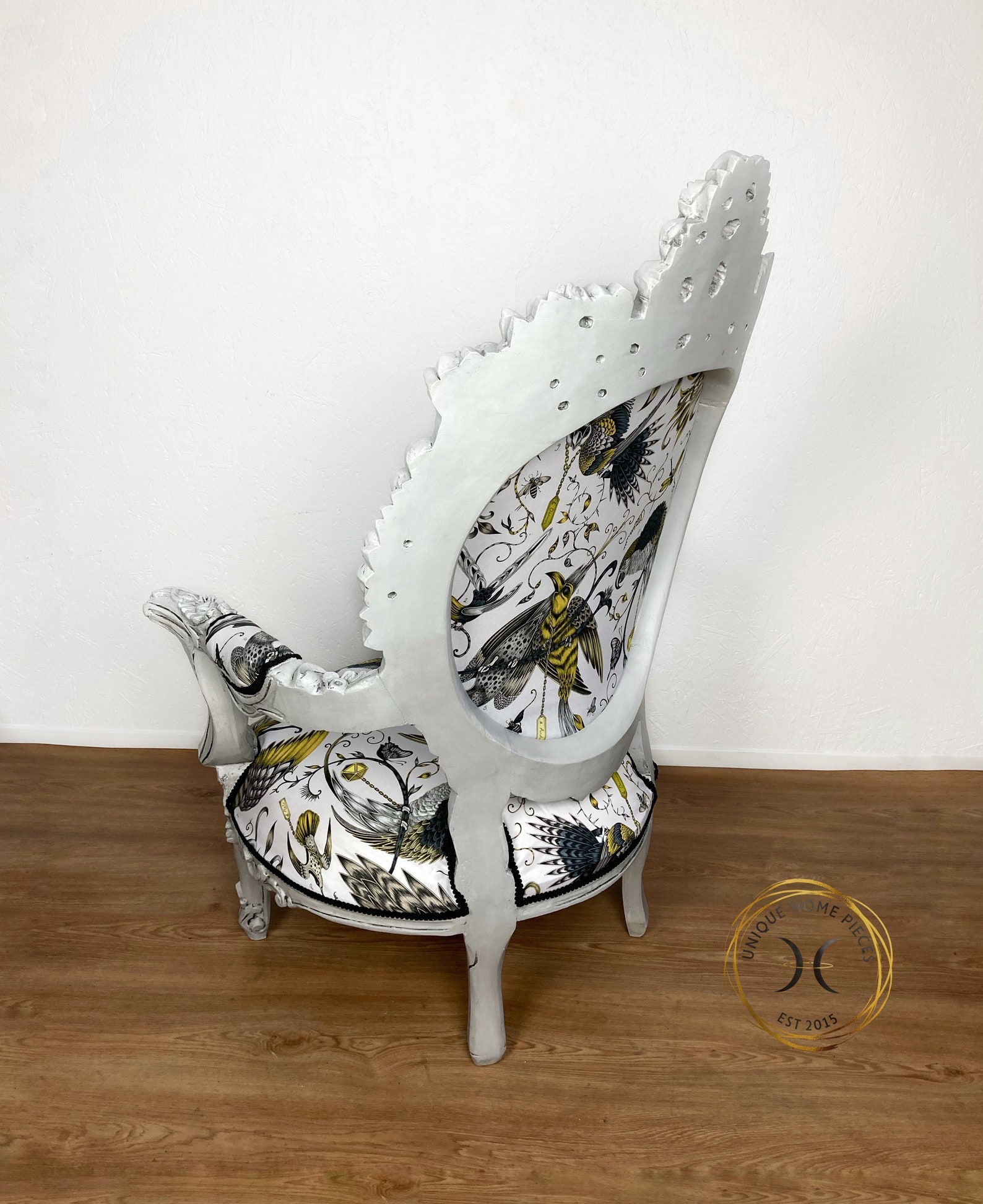 Vintage Queen Anne Throne Chair Hand Carved Boudoir Chair - Etsy