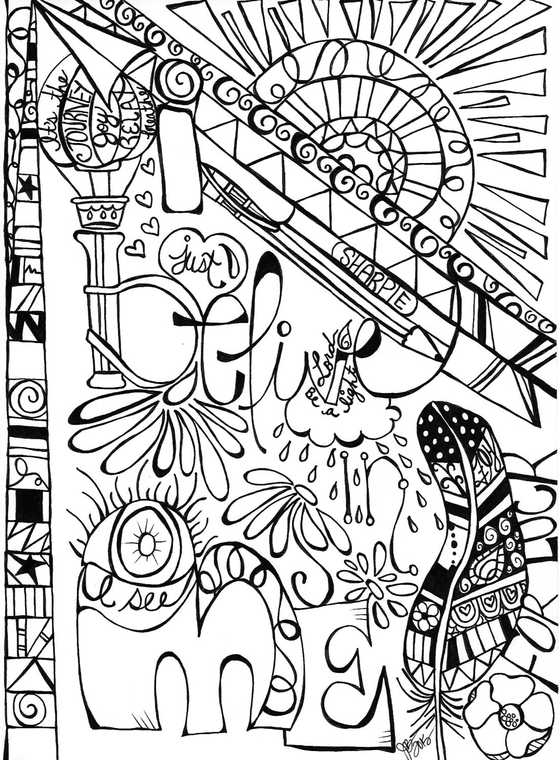 Adult Coloring 5 Pages - Set 1 - Etsy