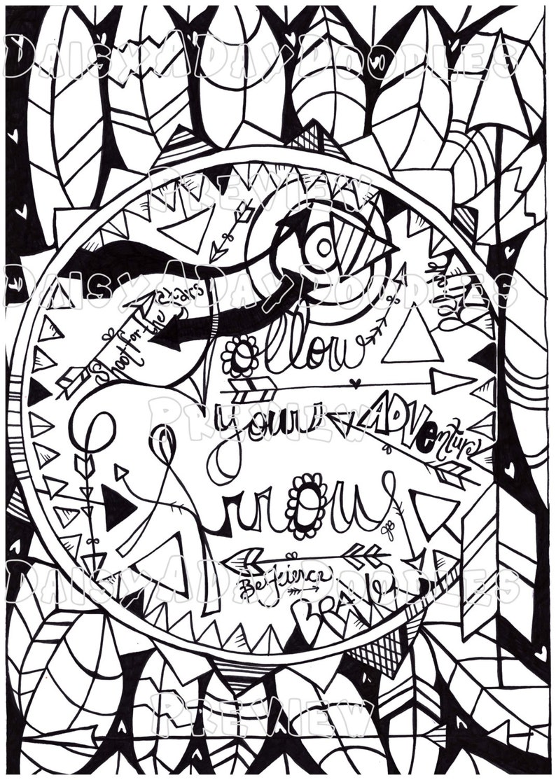 Adult Coloring 5 Pages - Set 1 - Etsy