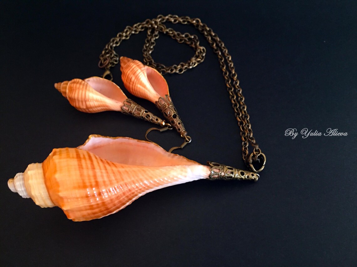Natural Seashell Jewellery Set, Real Seashell Necklace and Earrings ...