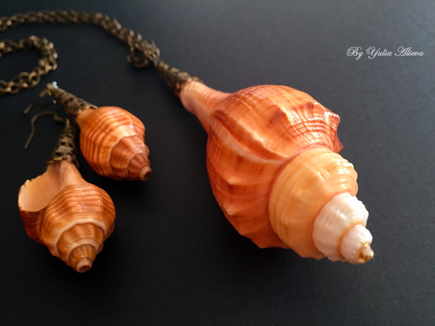 Natural Seashell Jewellery Set, Real Seashell Necklace and Earrings ...