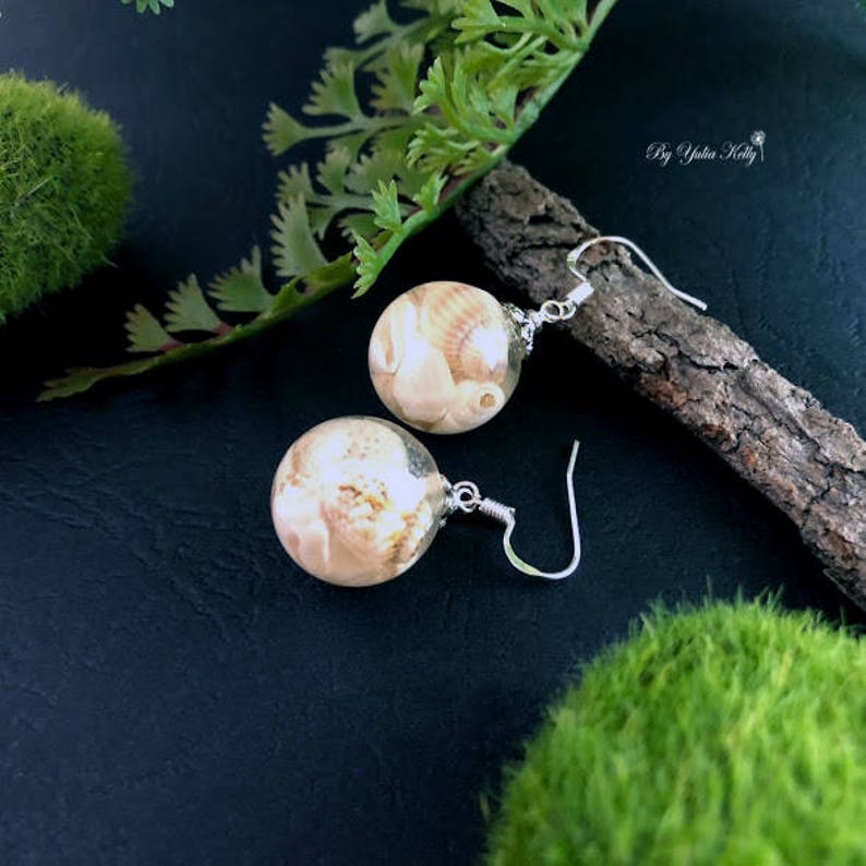 Seashell Earrings, Real Seashells, Resin Jewelry, Summer Earrings, Sea ...