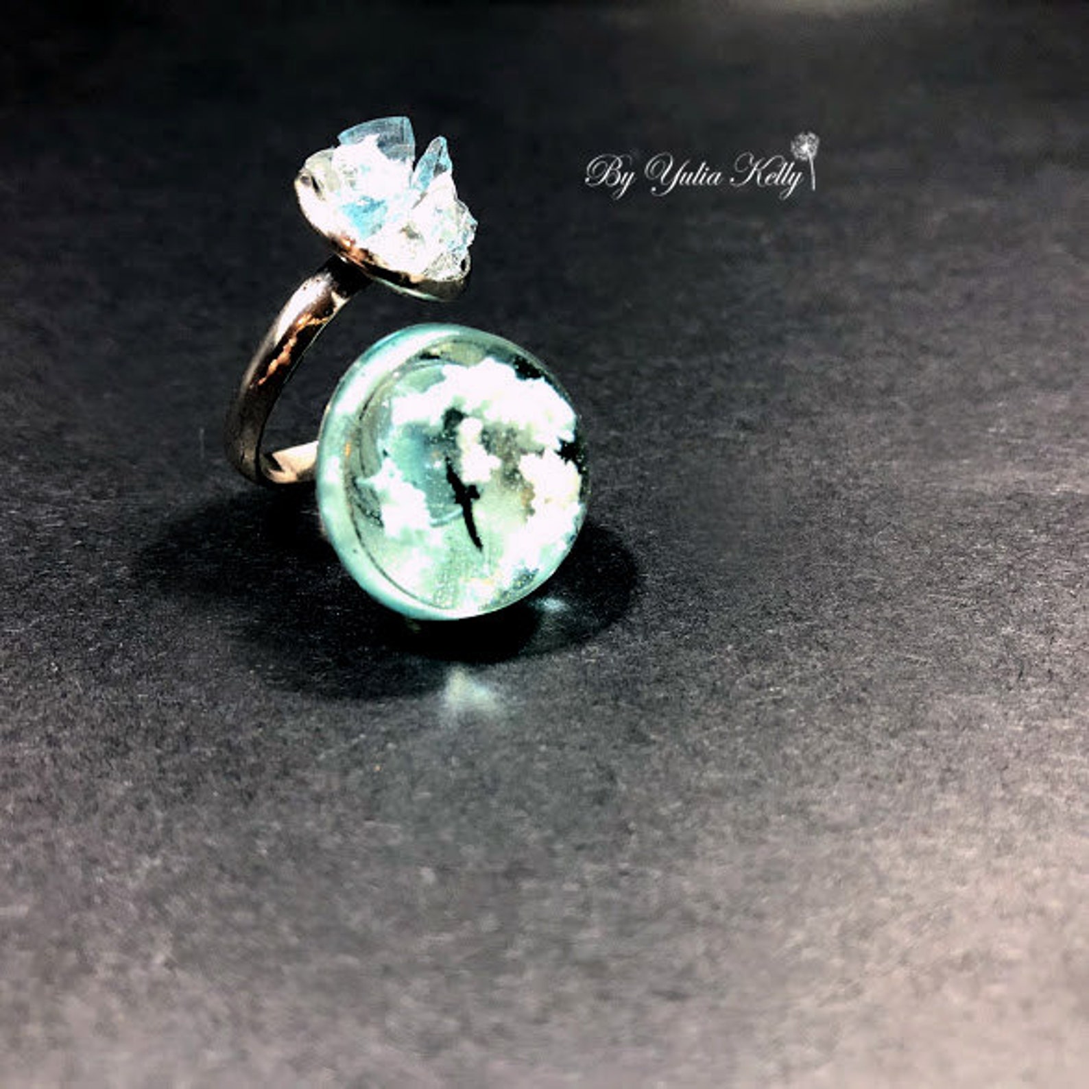 Ring With Сlouds, Cloud Ring, White Cloud Ring, Resin Jewelry, Summer ...