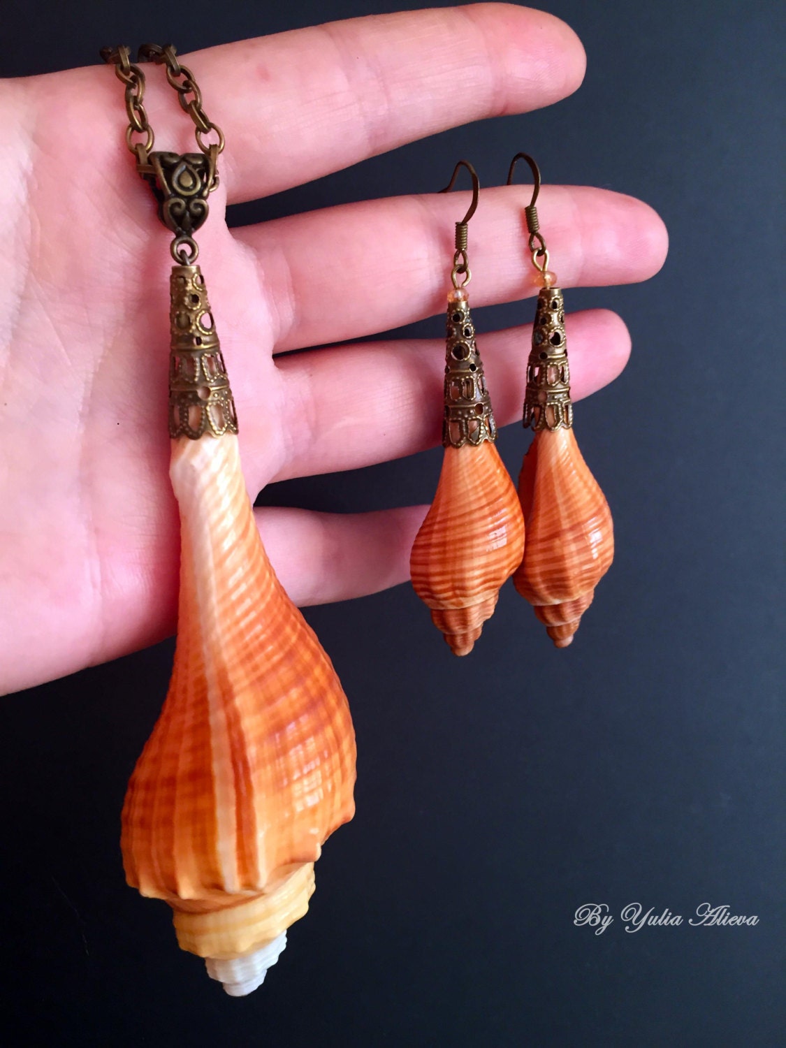 Natural Seashell Jewellery Set, Real Seashell Necklace and Earrings ...