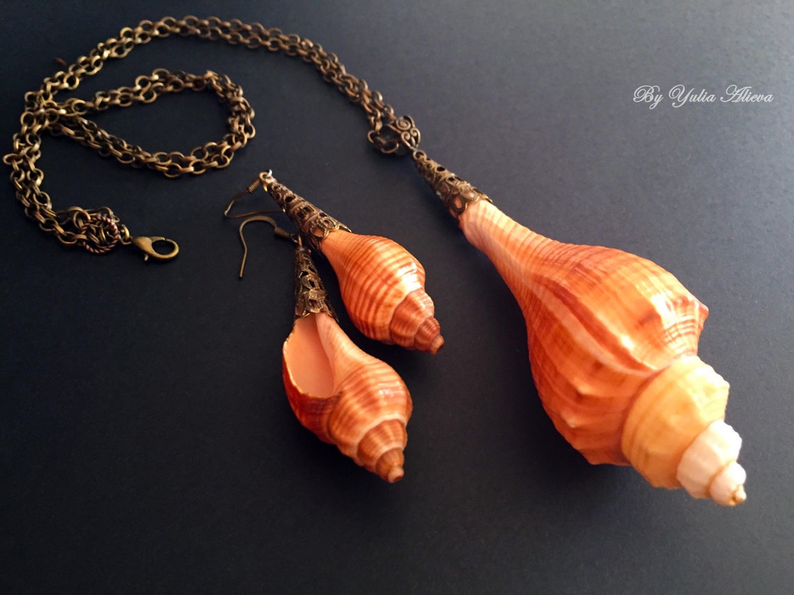 Natural Seashell Jewellery Set, Real Seashell Necklace and Earrings ...