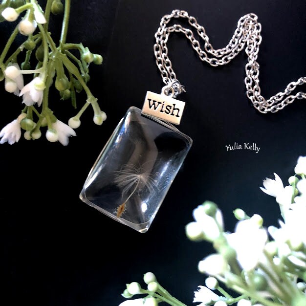 Dandelion Seed Necklace, Dandelion Wish Pendant, Crystal Epoxy Necklace ...