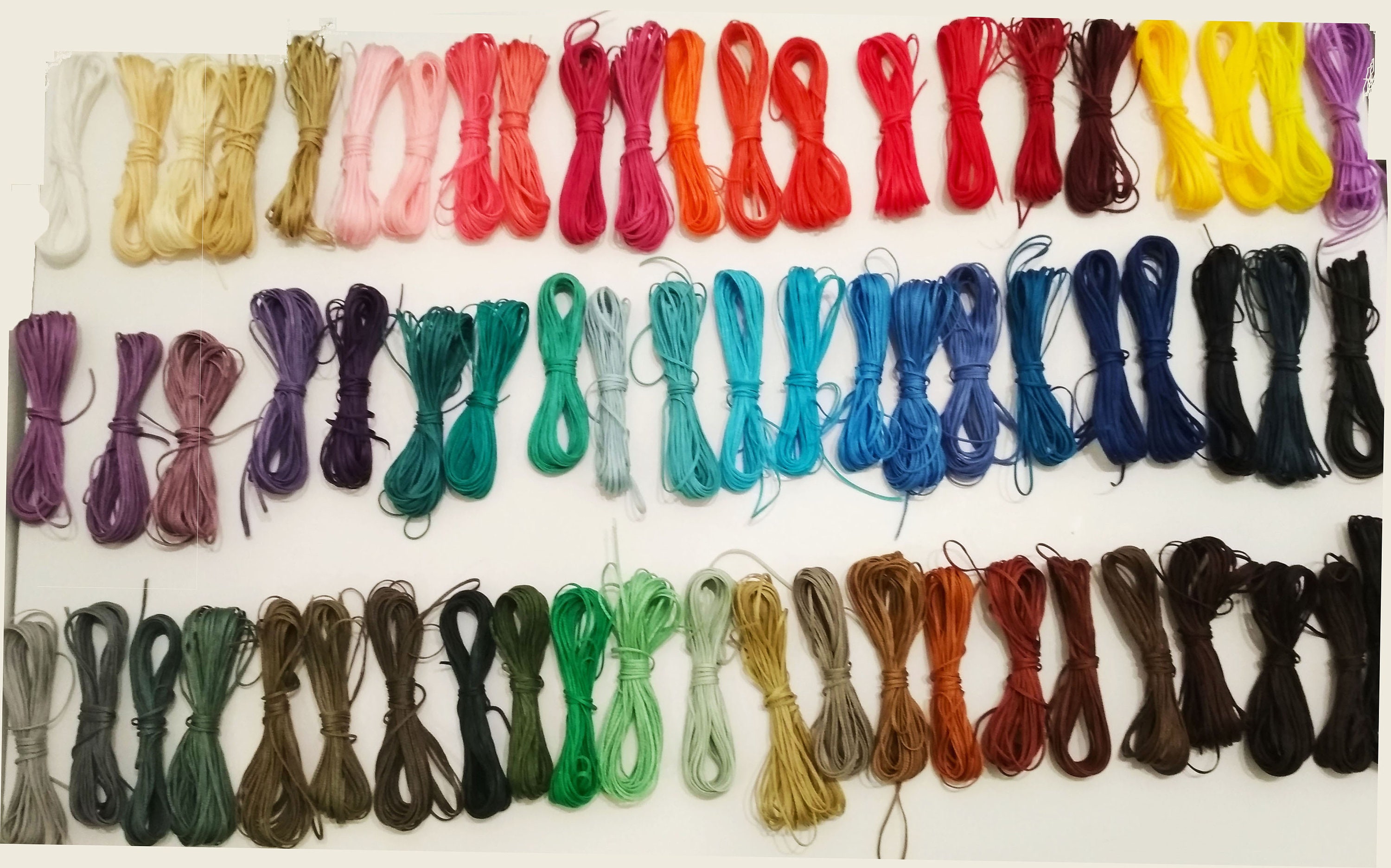 Polyester Flat Cord 1mm, Waxed Macrame Thread, Choose Your Color ...