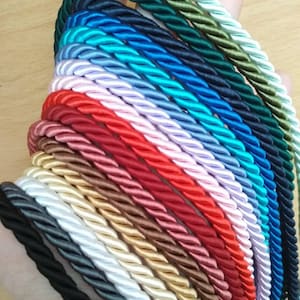 6mm Round Braided Cord, Rayon Rope, 6mm Satin Cord, 3-ply Twisted Round ...