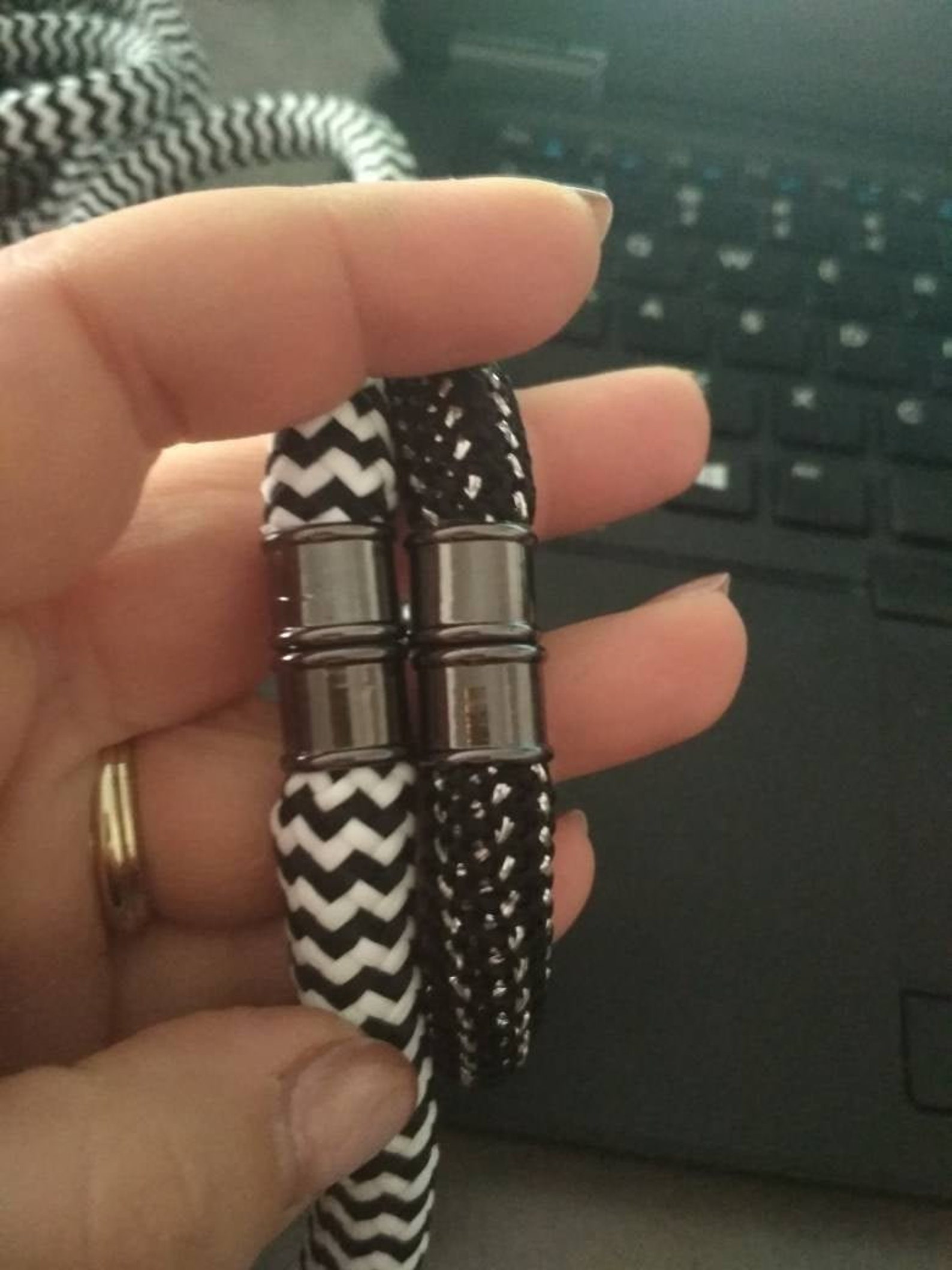 10mm Round Braided Cord, Paracord Rope, Black White Pattern, Round ...