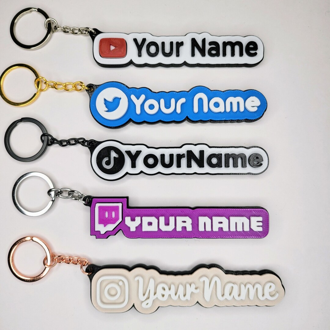 Social Media Personalized Custom Keychain Name Tag Youtube Twitch ...