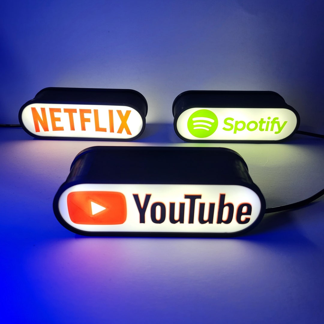 Youtube LED Double Sided Lamp Netflix, Youtube, HBO Max, Hulu, Cartoon ...